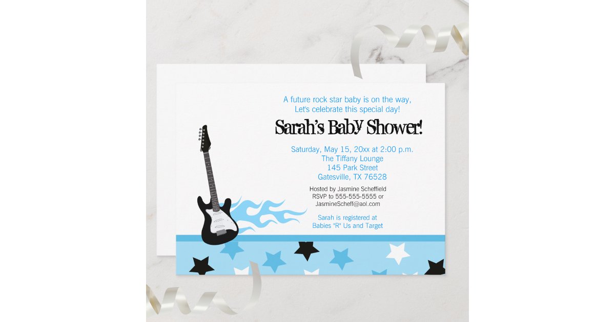 Future Rocker Baby Shower Invitation (Blue) | Zazzle