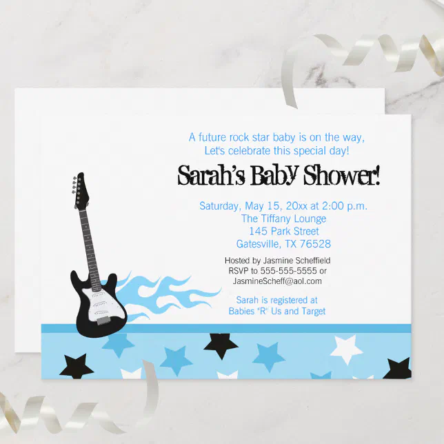 Future Rocker Baby Shower Invitation (Blue) | Zazzle