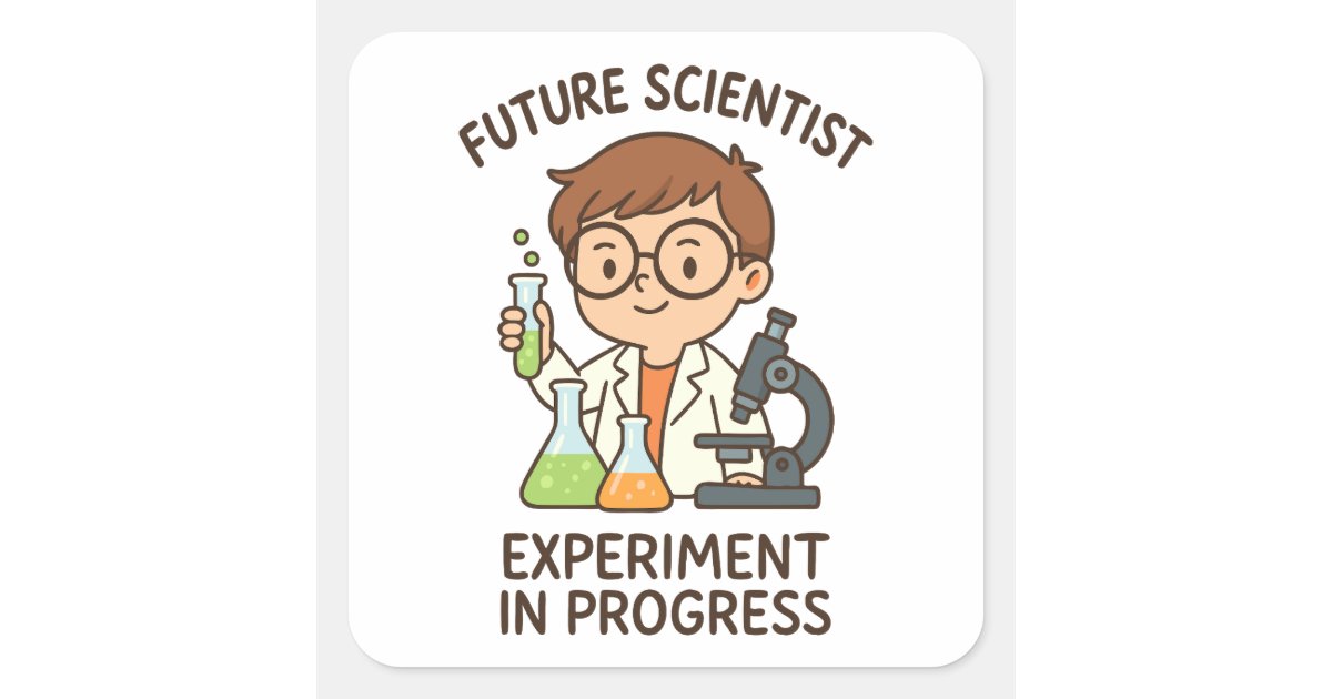 Future Scientist – Experiment in Progress Square Sticker | Zazzle