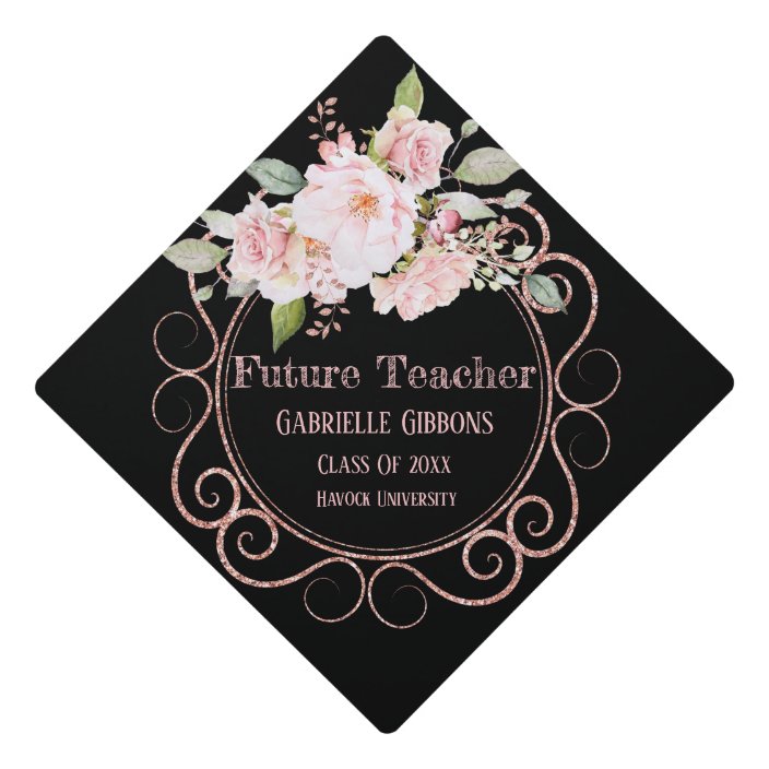 Future Teacher, Attorney, Etc. Floral Graduation Cap Topper | Zazzle.com