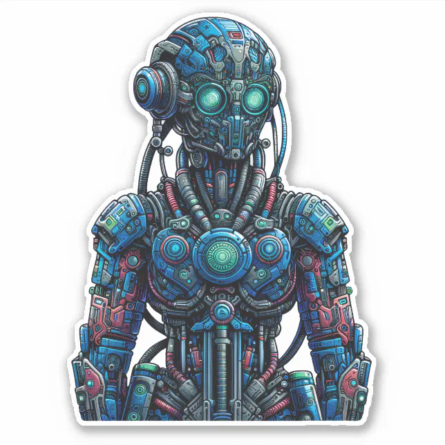 Future Tech Mechanical Cyborg Robot Sticker | Zazzle