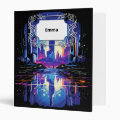 Futuristic Cyberpunk City Skyline 3 Ring Binder | Zazzle