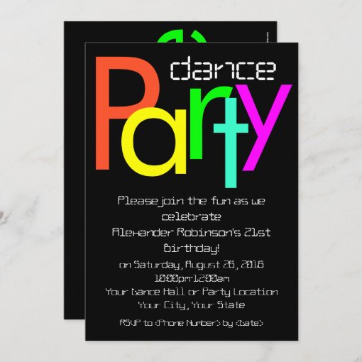 Futuristic Fun 5x7 Dance Party Invitation | Zazzle