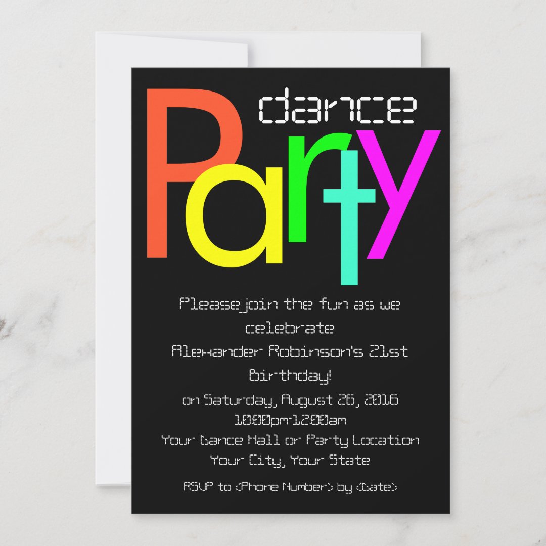 Futuristic Fun 5x7 Dance Party Invitation | Zazzle