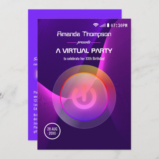 Futuristic Geometric Virtual Birthday Party Invitation | Zazzle.com