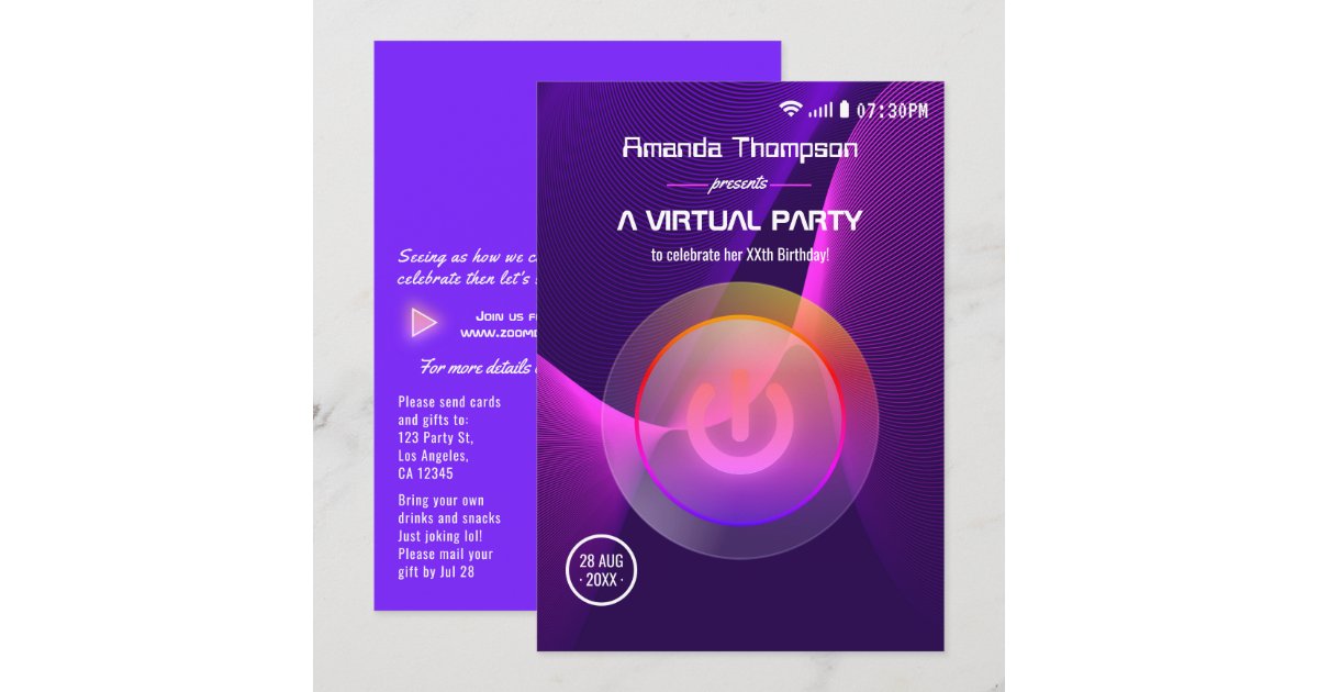 Futuristic Geometric Virtual Birthday Party Invitation | Zazzle