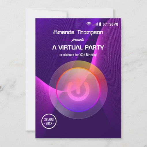 Futuristic Geometric Virtual Birthday Party Invitation | Zazzle