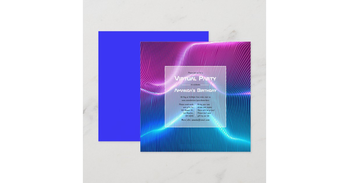 Futuristic Geometric Virtual Birthday Party Invitation | Zazzle
