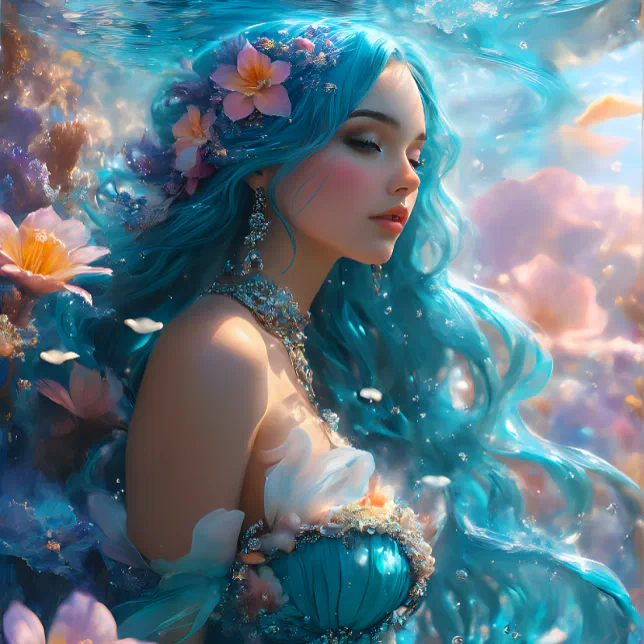 Futuristic Icy Blue Mermaid decoupage Paper | Zazzle