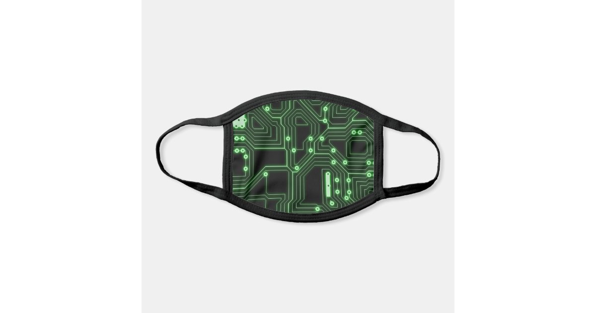 Futuristic Neon Green Circuit Board | Custom Face Mask | Zazzle