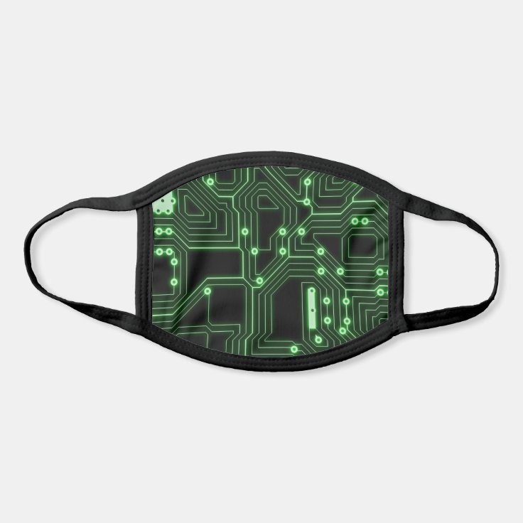 Futuristic Neon Green Circuit Board | Custom Face Mask | Zazzle