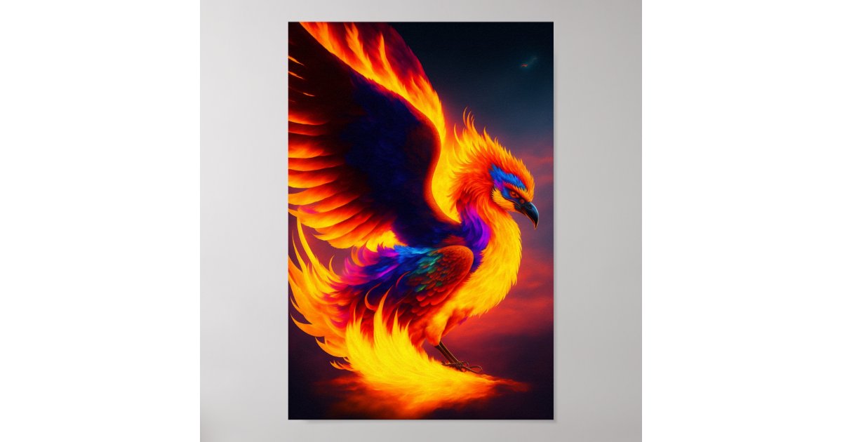 Futuristic Phoenix Rising Digital Art Poster | Zazzle