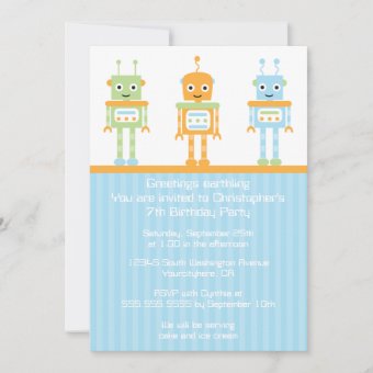 Futuristic robot boy's birthday party invitation | Zazzle