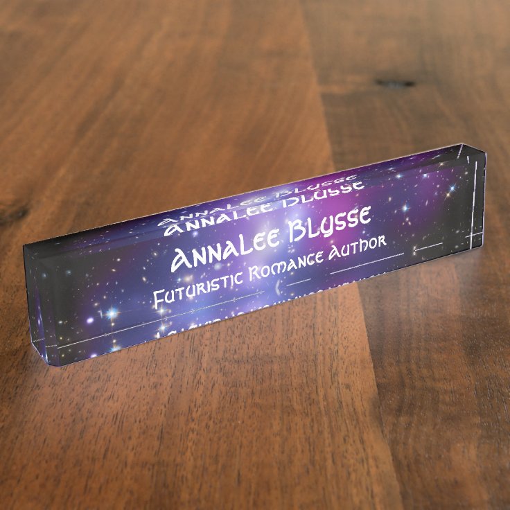 Futuristic Romance Author Desk Name Plate | Zazzle