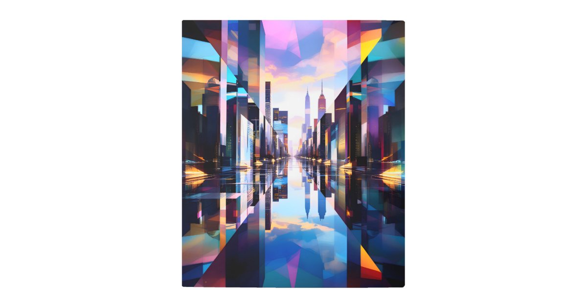 Futuristic Symmetrical Cityscape.MasterBedroom Art | Zazzle