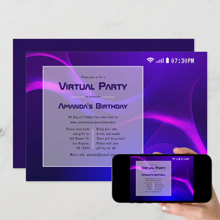 Futuristic Virtual Birthday Party Invitation | Zazzle