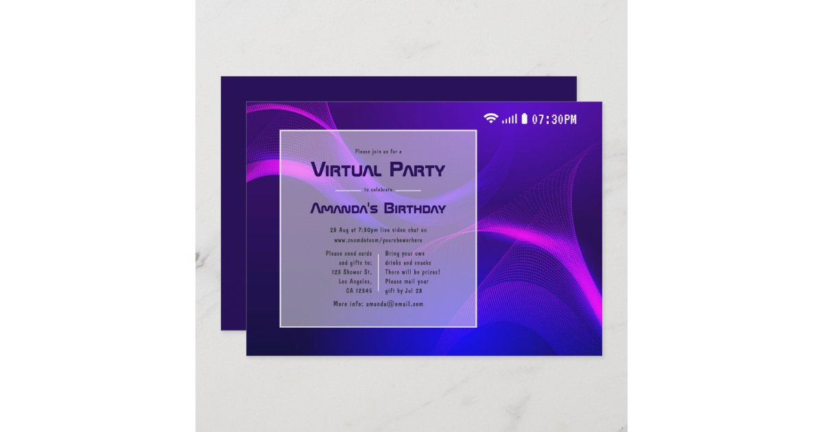 Futuristic Virtual Birthday Party Invitation | Zazzle