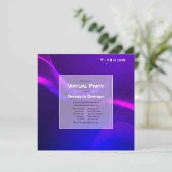 Futuristic Virtual Birthday Party Invitation | Zazzle