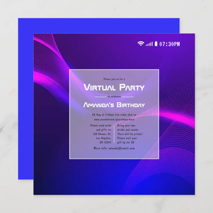 Futuristic Virtual Birthday Party Invitation | Zazzle