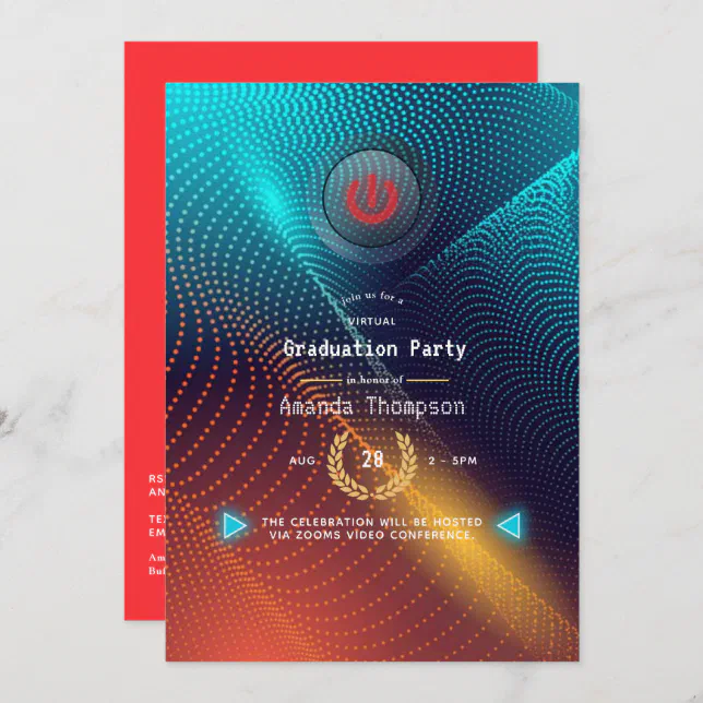 Futuristic Virtual Graduation Party Invitation | Zazzle