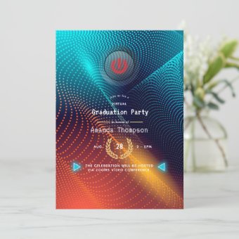 Futuristic Virtual Graduation Party Invitation | Zazzle
