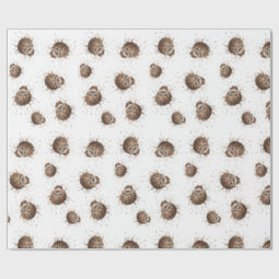 Fuzzy Hedgehog print Wrapping Paper | Zazzle