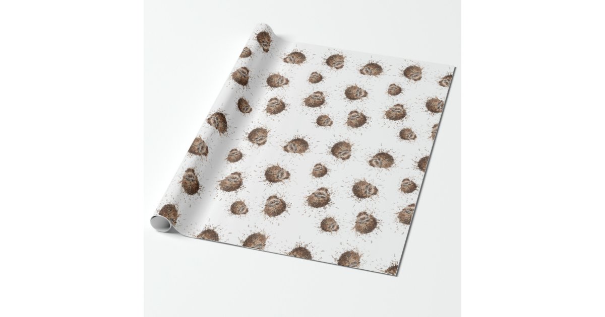 Fuzzy Hedgehog print Wrapping Paper | Zazzle