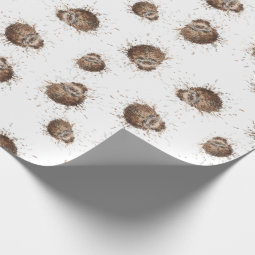 Fuzzy Hedgehog print Wrapping Paper | Zazzle