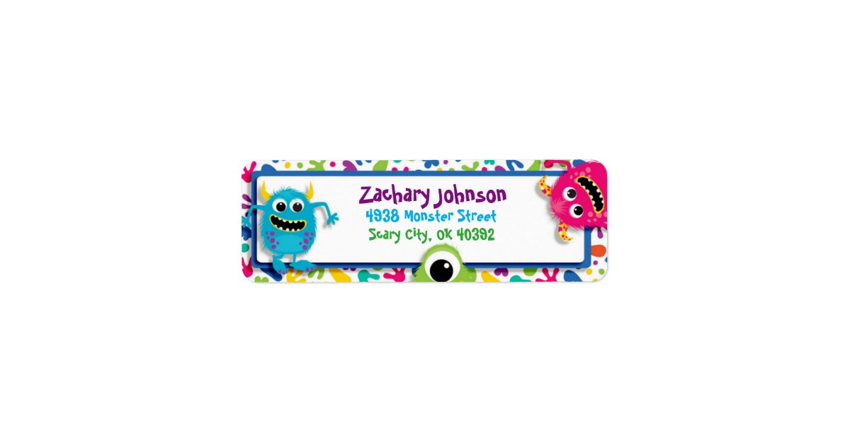 Fuzzy Monsters Return Address Label | Zazzle