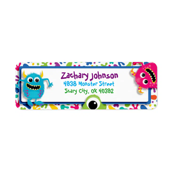 Fuzzy Monsters Return Address Label | Zazzle