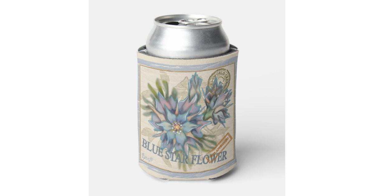 G Creation Office blue flower Can Cooler | Zazzle