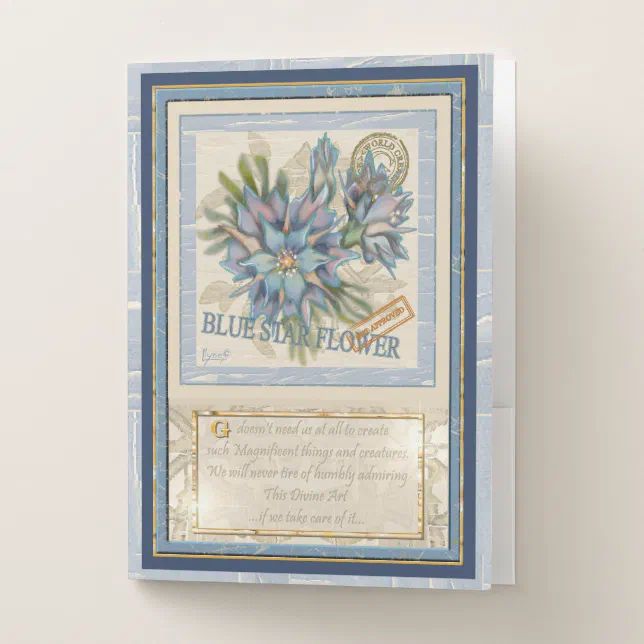 G Creation Office blue flower Pocket Folder | Zazzle