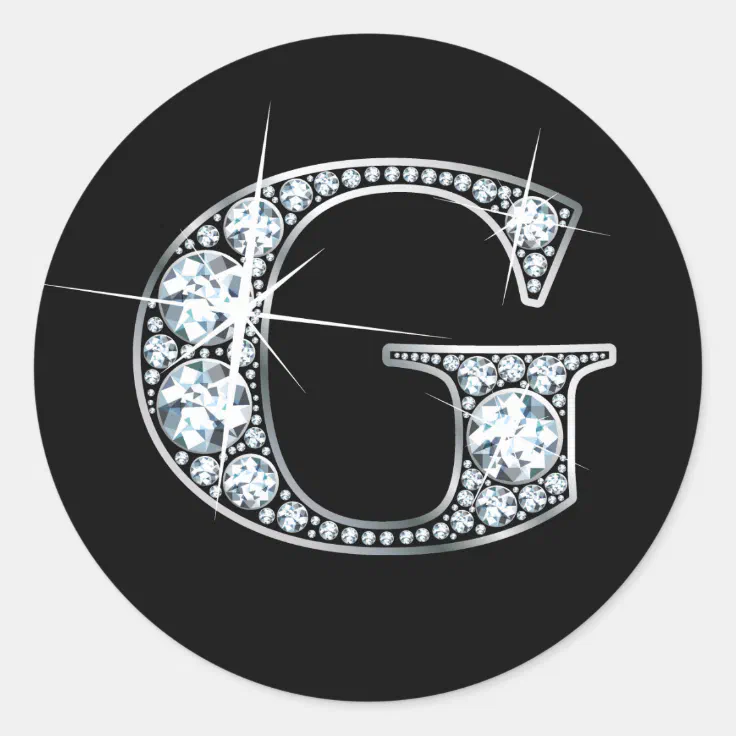 "G" Faux-"Diamond Bling" Sticker | Zazzle
