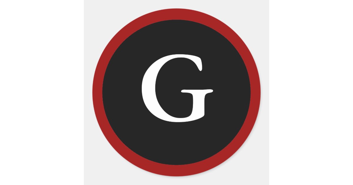 G : Initial G Letter G Red, White & Black Stickers | Zazzle