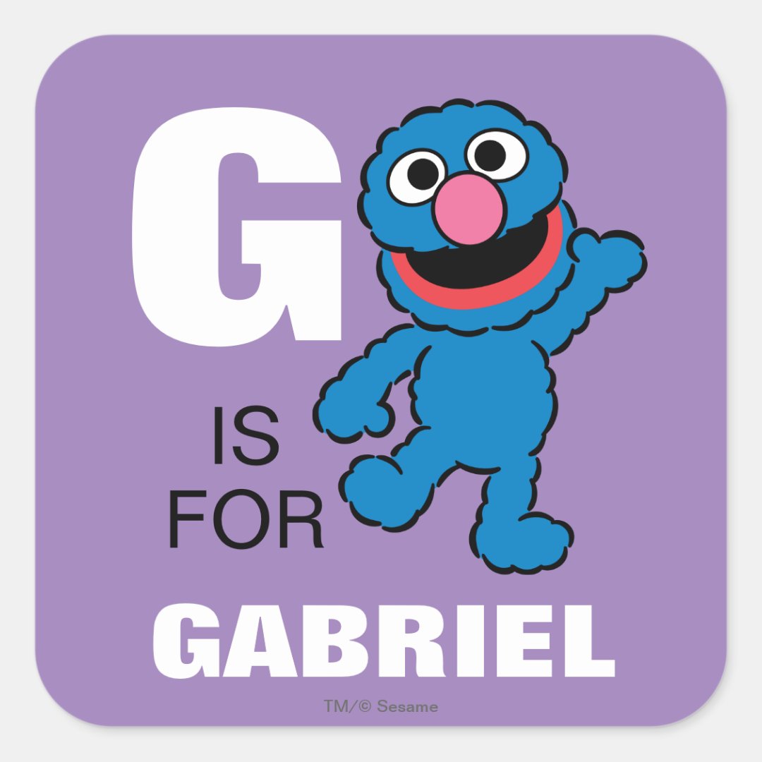 G is for Grover | Add Your Name Square Sticker | Zazzle
