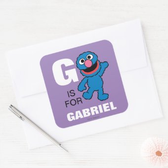 G is for Grover | Add Your Name Square Sticker | Zazzle