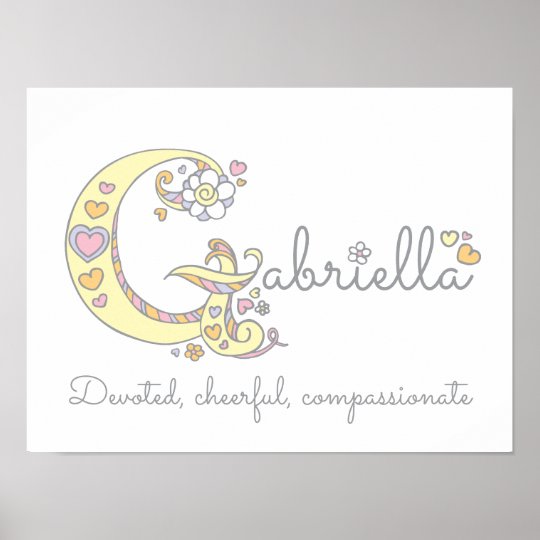G monogram art Gabriella girls name meaning poster | Zazzle.com