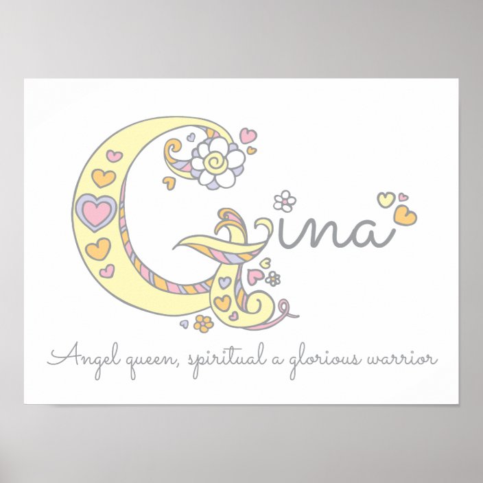 G monogram art Gina girls name meaning poster | Zazzle.com