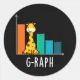 G-raph Funny Giraffe Graph Pun Dark BG Classic Round Sticker | Zazzle