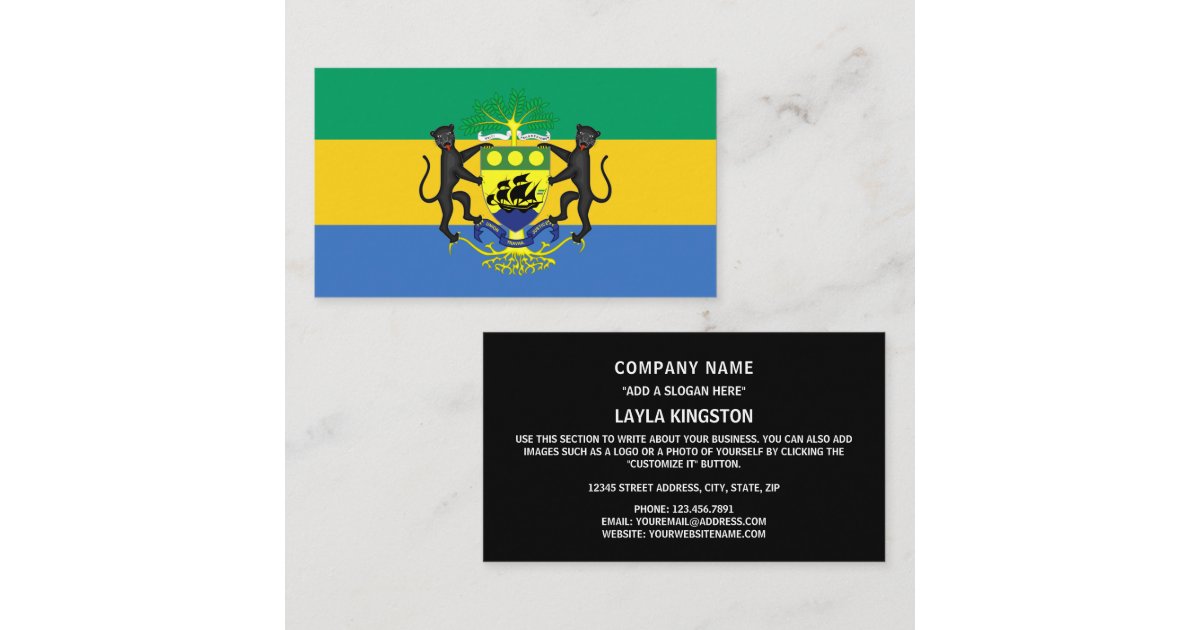 Gabonese Flag & Coat of Arms, Flag of Gabon Business Card | Zazzle