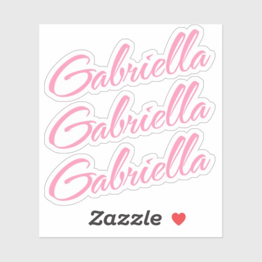 Gabriella Decorative Name in Pink x3 Sticker | Zazzle