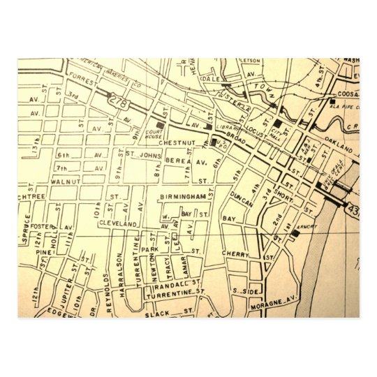 Gadsden, AL Vintage Map Postcard | Zazzle.com