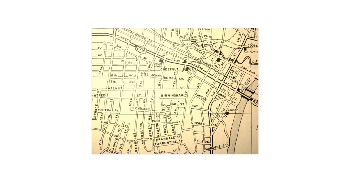 Gadsden, AL Vintage Map Postcard | Zazzle.com