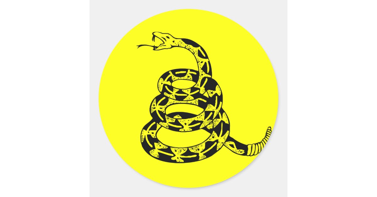 Gadsden Coiled Rattlesnake Classic Round Sticker | Zazzle