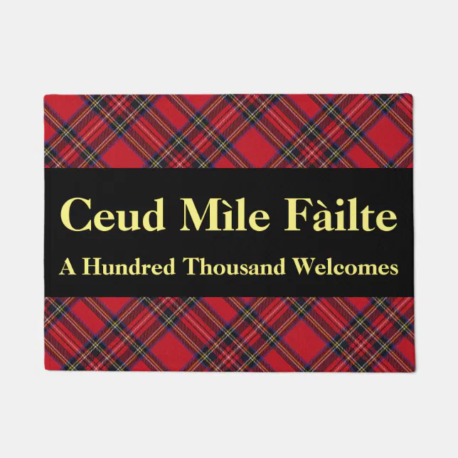 Gaelic Hundred Thousand Welcomes Stewart Tartan Doormat | Zazzle