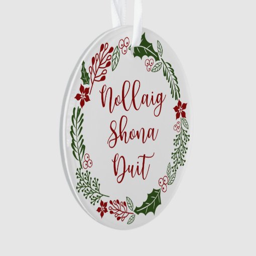 Gaelic Merry Christmas Wreath, Nollaig shona duit Ornament | Zazzle