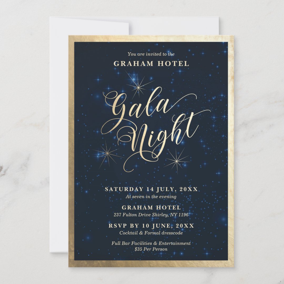Gala Night Starry Night Sky Invitation | Zazzle
