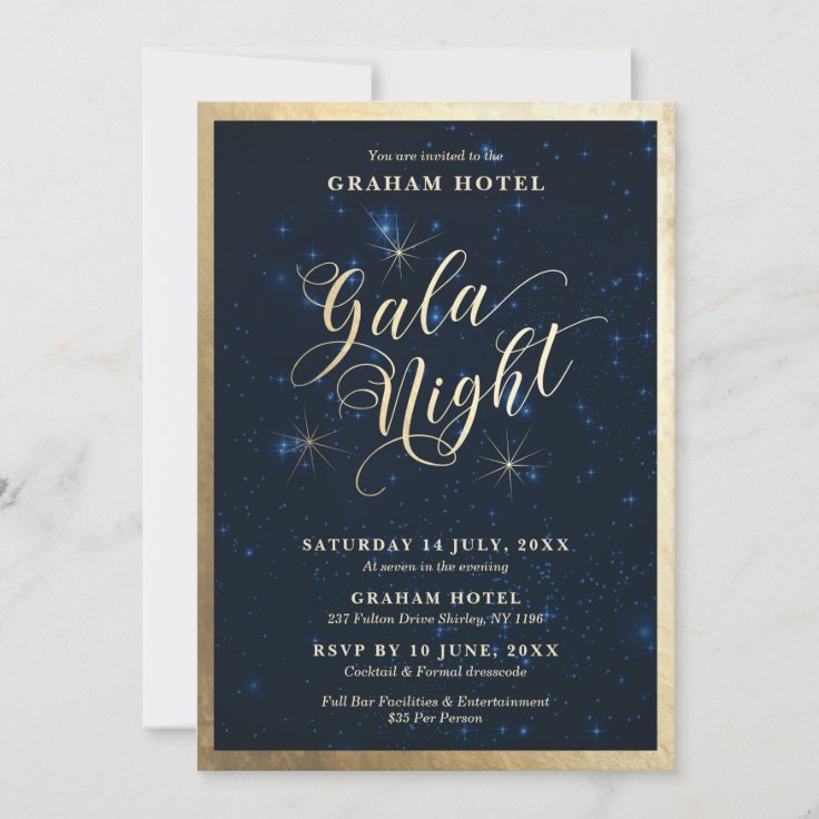 Gala Night Starry Night Sky Invitation | Zazzle