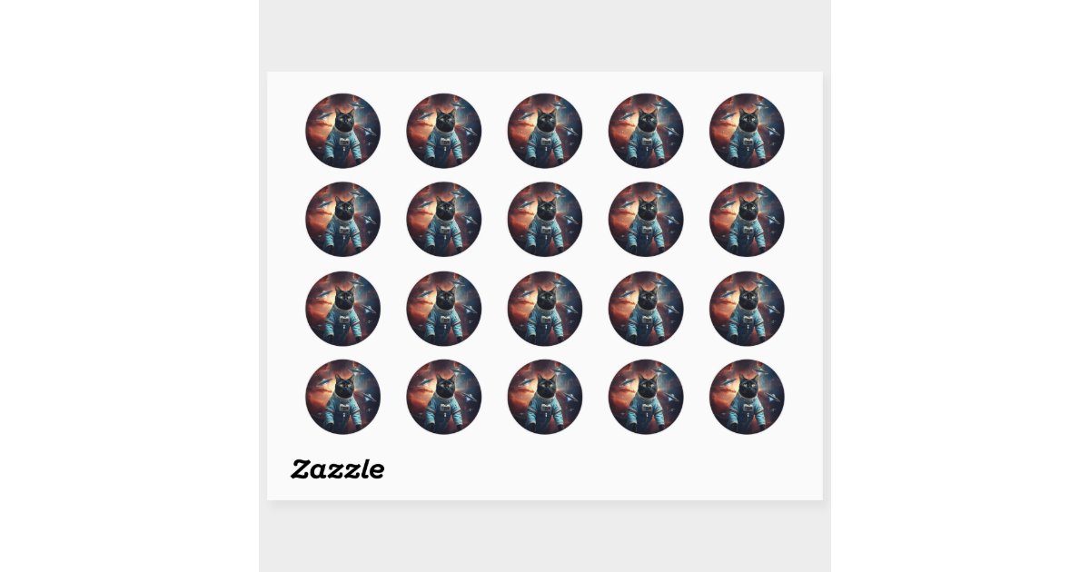 Galactic Cat Astronaut Classic Round Sticker | Zazzle