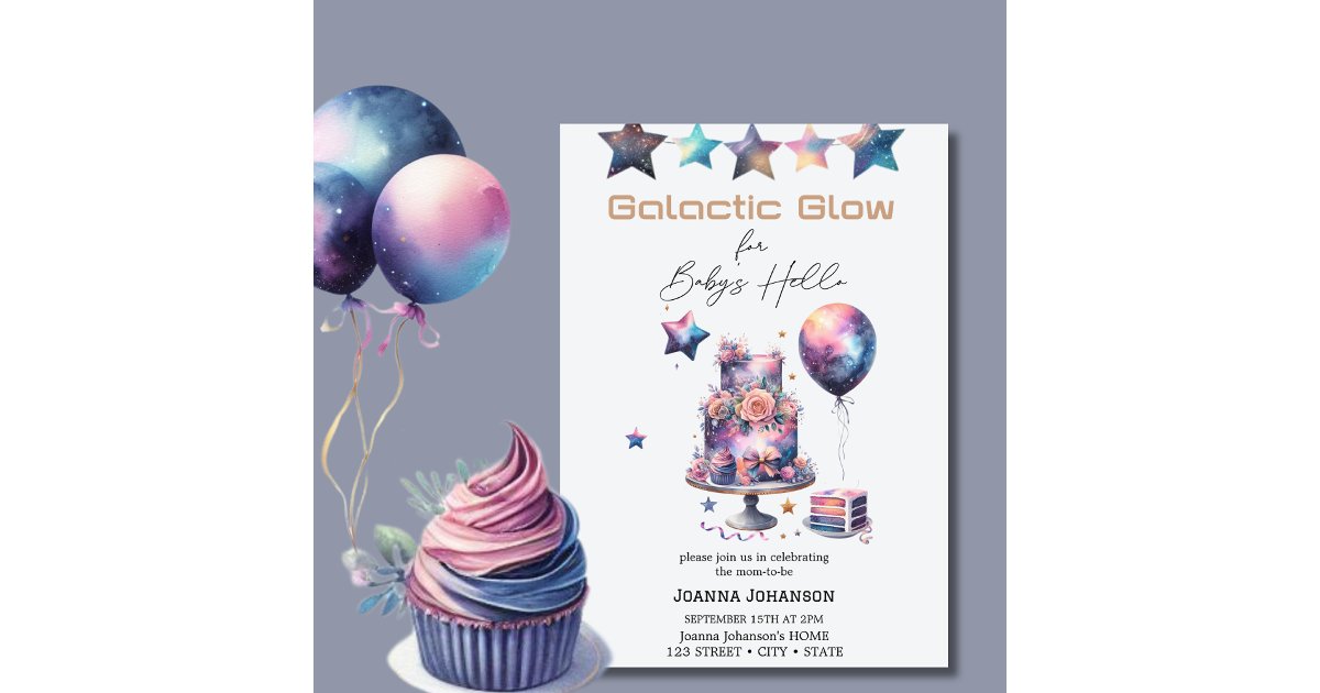 Galactic Celestail Cosmic Stars Baby Shower Invitation | Zazzle